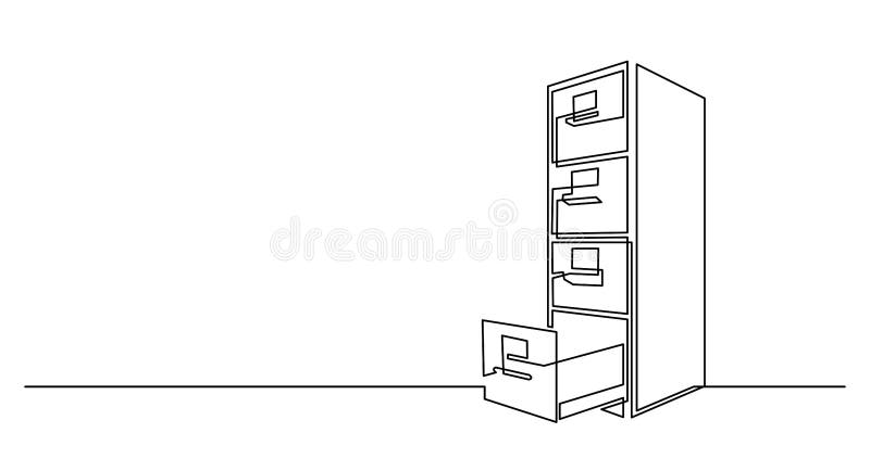 Continuous Line Drawing of Big Office File Cabinet Stock Vector ...