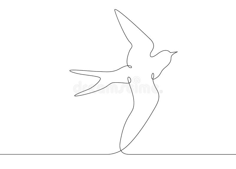 Continuous Line Drawing Bird Flying Stock Illustration - Illustration ...