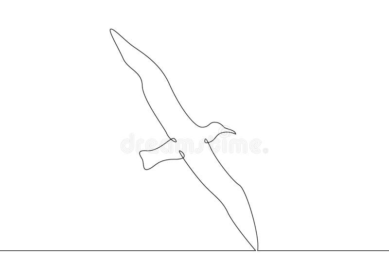 Continuous Line Drawing Bird Flying Stock Illustration - Illustration ...