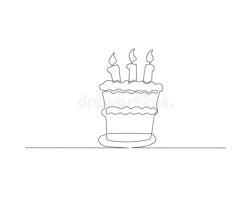 Continuous Line Drawing of Birthday Cake. One Line of Cake. Birthday ...