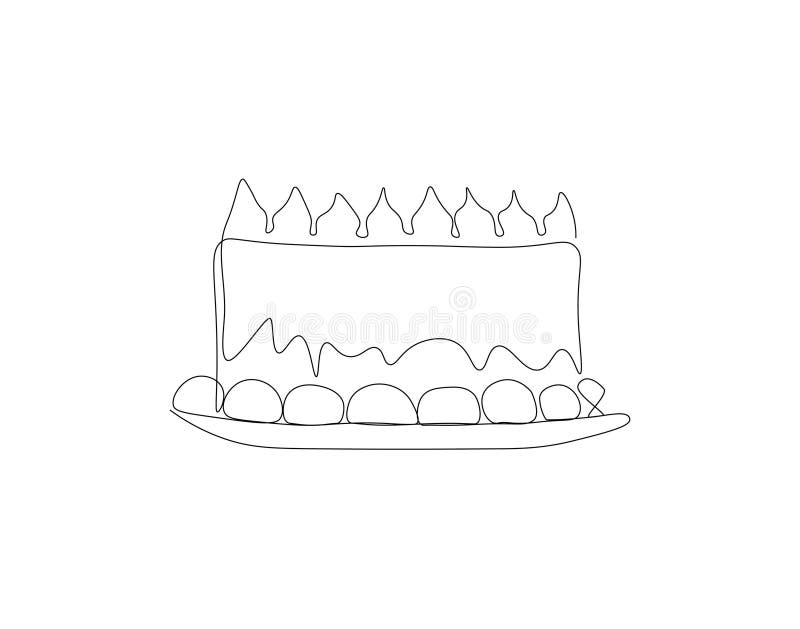 Continuous Line Drawing of Birthday Cake. One Line of Cake. Birthday ...