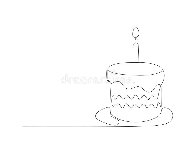 Continuous Line Drawing of Birthday Cake. One Line of Cake. Birthday ...