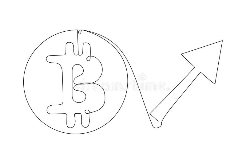 Continuous Line Drawing Bitcoin Crypto Currency Appreciation. Green ...