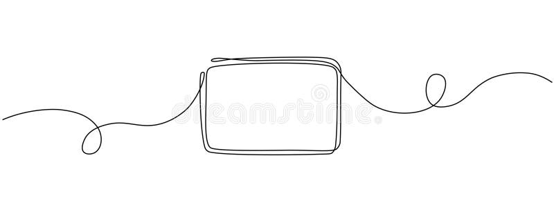 Continuous Line Drawing of a Black Square. One-line Icon of a Geometric ...