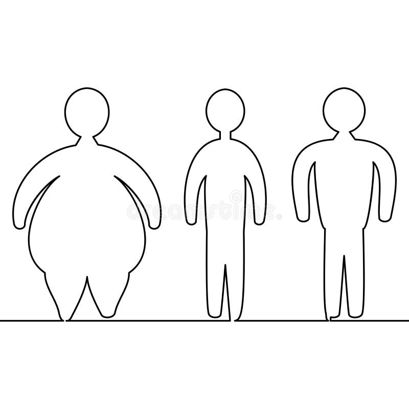Continuous Line Drawing Body Size Concept Stock Vector - Illustration ...