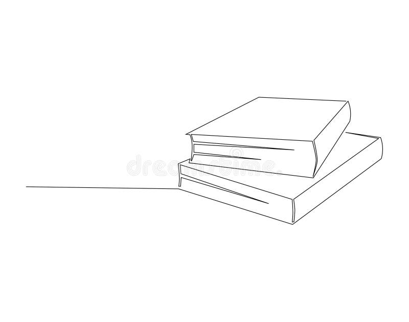 Continuous Line Drawing of Book. One Line of Book Have Been Open. Books ...