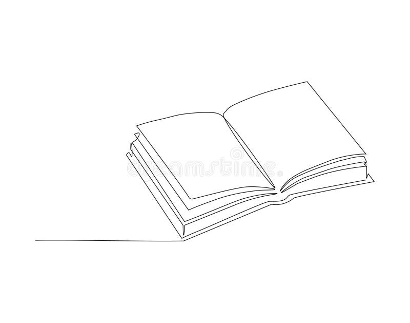 Continuous Line Drawing of Book. One Line of Book Have Been Open. Books ...