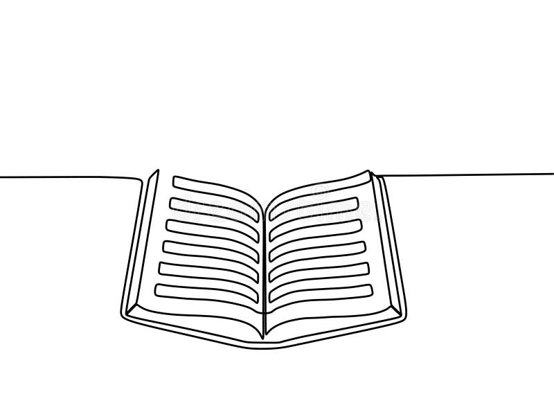 Continuous Line Drawing of Book Vector Education Theme Isolated on ...