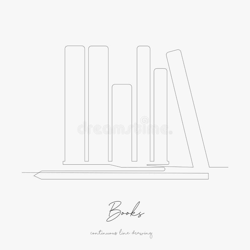 Continuous Line Drawing. Books. Simple Vector Illustration. Books ...