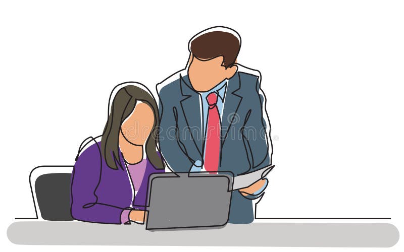 Continuous Line Drawing of Boss and Employee Discussing Work Task Stock ... Continuous Line Drawing of Boss and Employee Discussing Work Task Stock ...