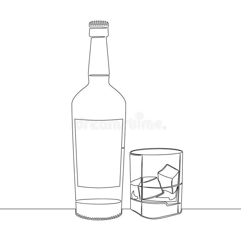 One Line Whisky Bottle Drawing Stock Illustrations – 25 One Line Whisky ...