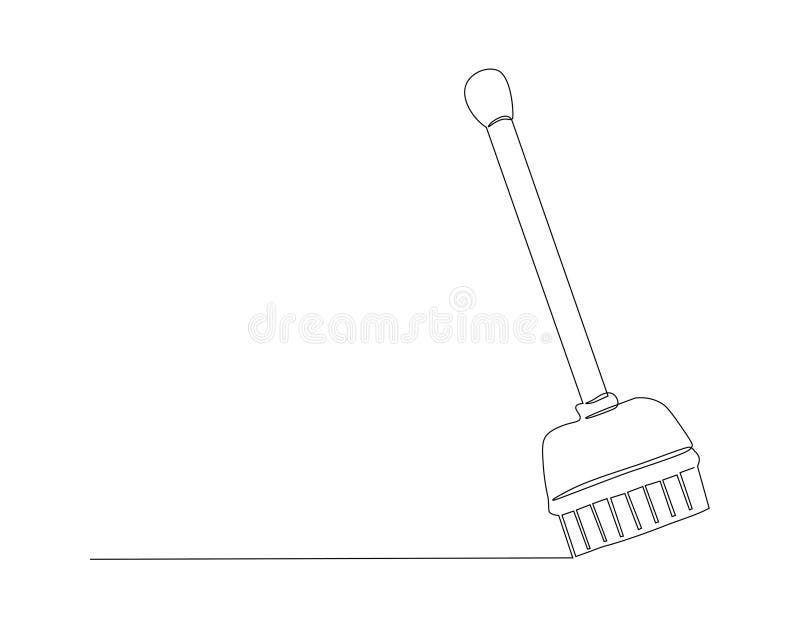 Continuous Line Drawing of Broom. One Line of Broom. Broom Cleaner ...