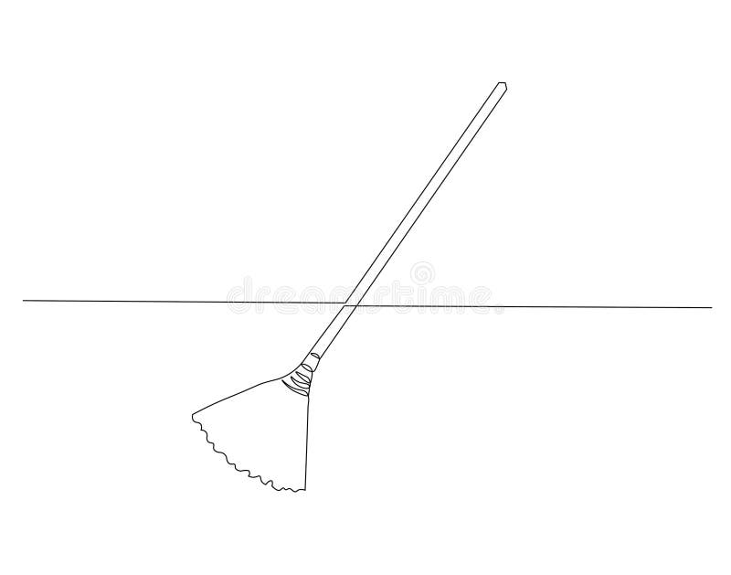 Continuous Line Drawing of Broom. One Line of Broom. Broom Cleaner ...