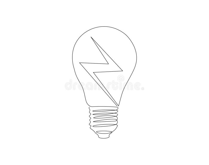 Continuous Line Drawing of Bulb Lamp. One Line of Electric Light Bulb ...