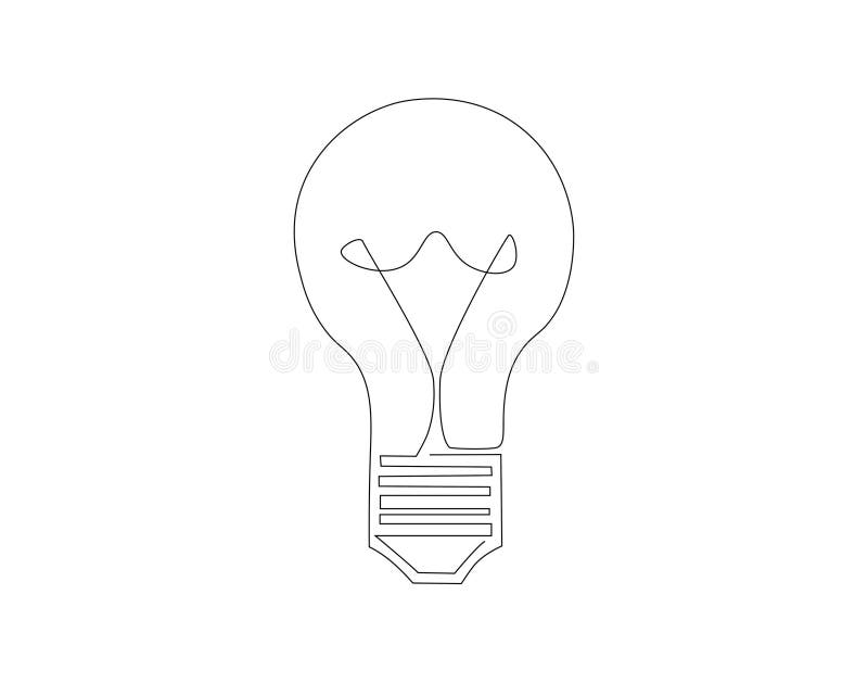 Continuous Line Drawing of Bulb Lamp. One Line of Electric Light Bulb ...