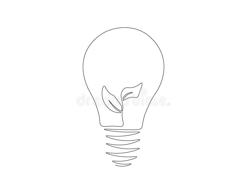 Continuous Line Drawing of Bulb Lamp. One Line of Electric Light Bulb ...