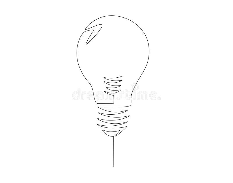 Continuous Line Drawing of Bulb Lamp. One Line of Electric Light Bulb ...