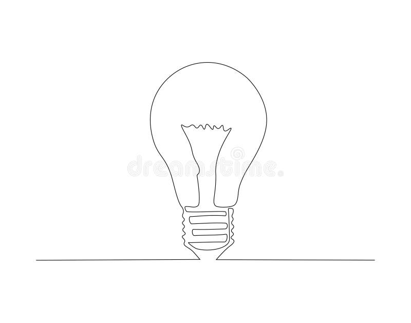 Continuous Line Drawing of Bulb Lamp. One Line of Electric Light Bulb ...