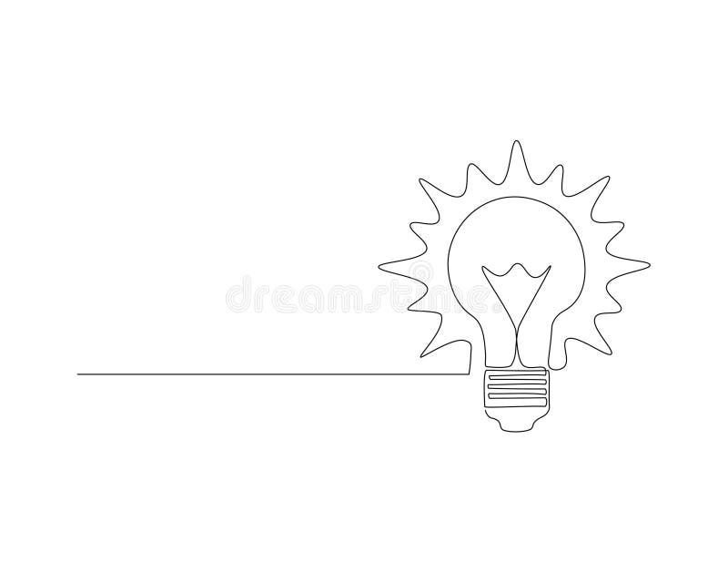 Continuous Line Drawing of Bulb Lamp. One Line of Electric Light Bulb ...