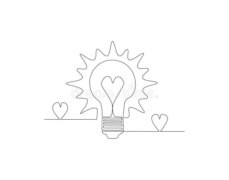 Continuous Line Drawing of Bulb Lamp. One Line of Electric Light Bulb ...