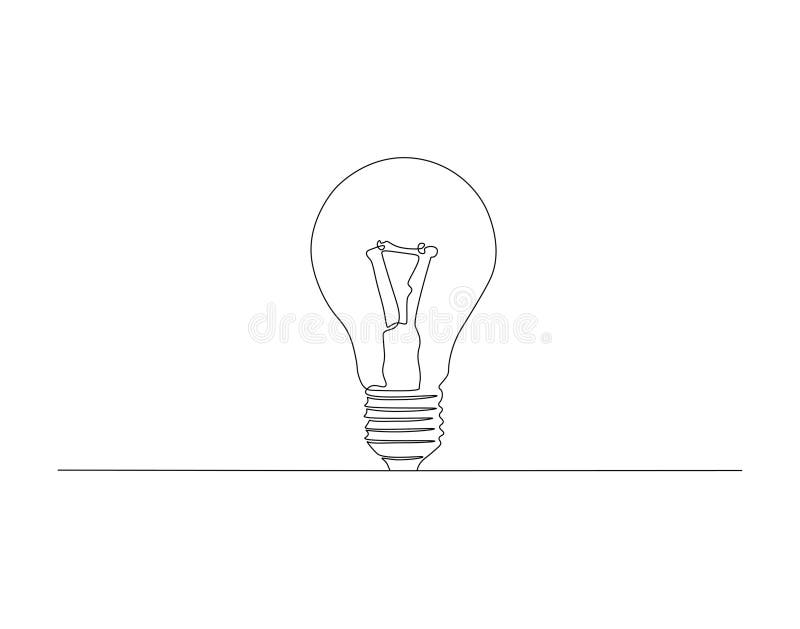 Continuous Line Drawing of Bulb Lamp. One Line of Electric Light Bulb ...