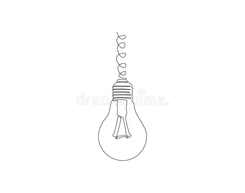 Continuous Line Drawing of Bulb Lamp. One Line of Electric Light Bulb ...