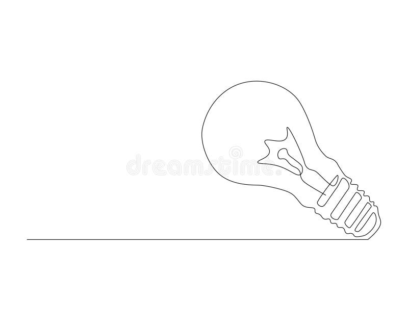 Continuous Line Drawing of Bulb Lamp. One Line of Electric Light Bulb ...