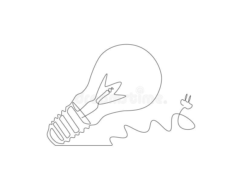 Continuous Line Drawing of Bulb Lamp. One Line of Electric Light Bulb ...