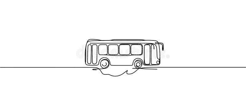 Continuous Line Drawing of a Bus, Vector Illustration, Public Transport ...