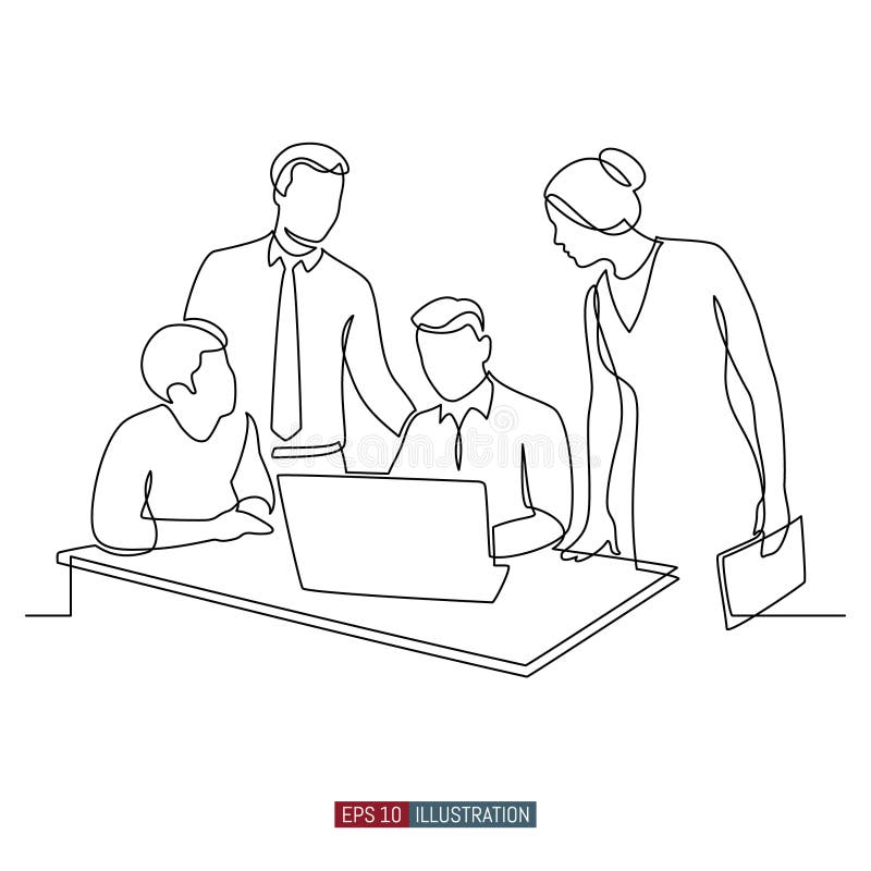 Continuous Line Drawing of Business Brief, Presentation or Training ...