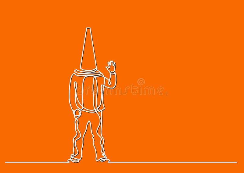 Continuous Line Drawing Of Business Concept - Man With Cone On His Head ...