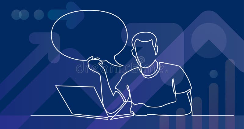 Continuous Line Drawing of Business Concept - Man Expressing His ...