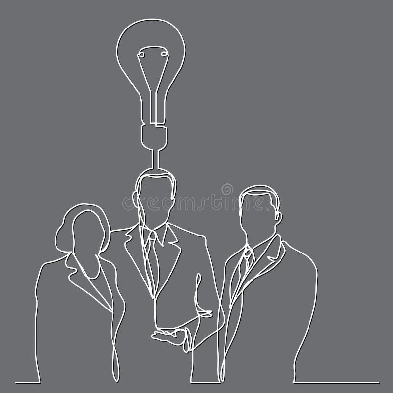 Continuous Line Drawing of Business Executives with Idea Stock Vector ...