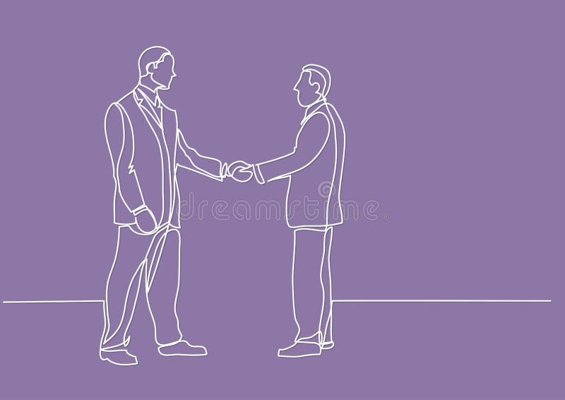 Continuous Line Drawing of Business People Meeting Handshake Stock ...
