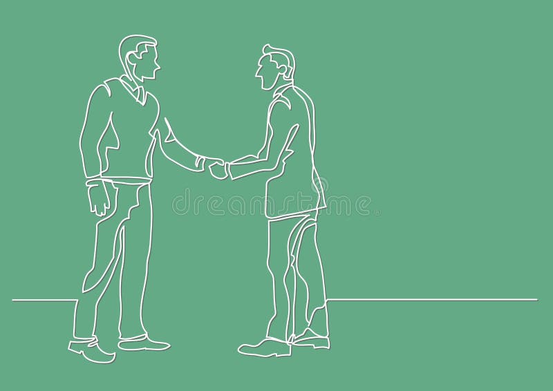 Continuous Line Drawing of Business People Meeting Handshake Stock ...