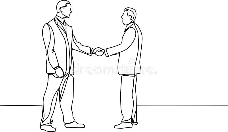 Continuous Line Drawing of Business People Meeting Handshake Stock ...