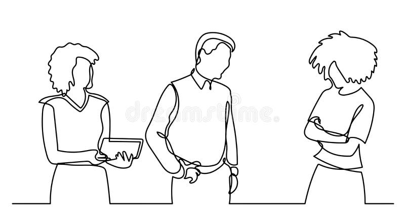 Continuous Line Drawing of Business People Talking Stock Vector ...