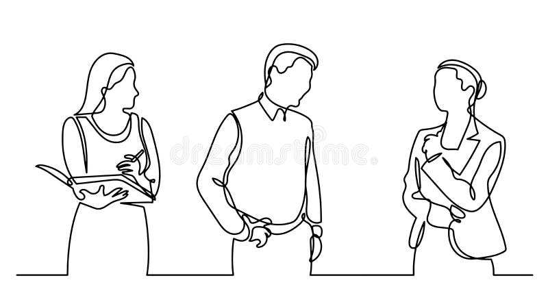 Continuous Line Drawing of Business People Talking Stock Vector ...