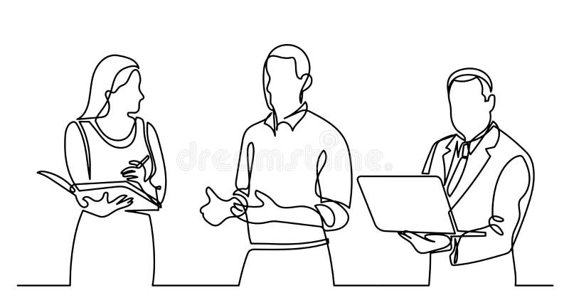 Continuous Line Drawing of Business People Talking Stock Illustration ...