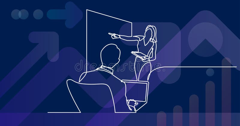 Continuous Line Drawing of Business Presentation in Meeting Room Stock ...