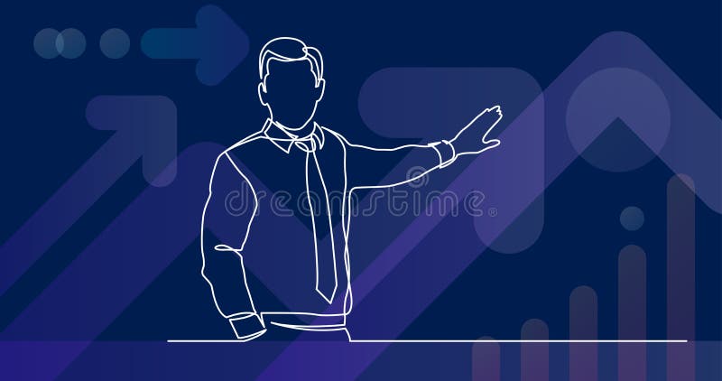 Continuous Line Drawing of Business Presentation - Business Trainer ...