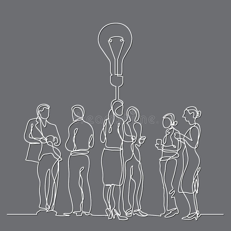 Continuous Line Drawing of Business Team Discussion Idea Stock Vector ...