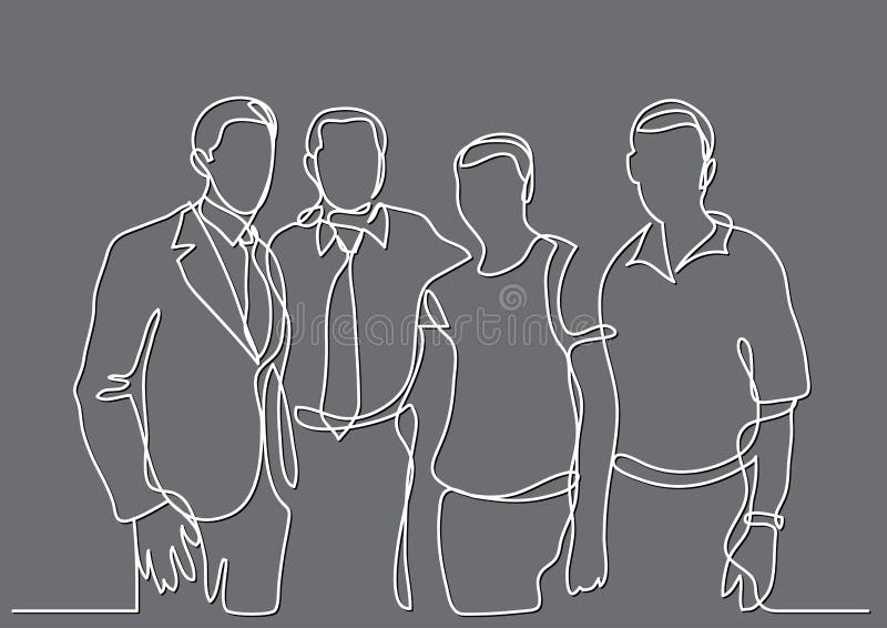 Continuous Line Drawing of Business Team Stock Vector - Illustration of ...