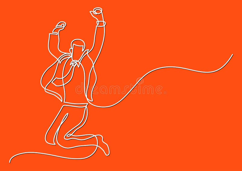 Continuous Line Drawing of Businessman Jumping Joy Stock Vector ...