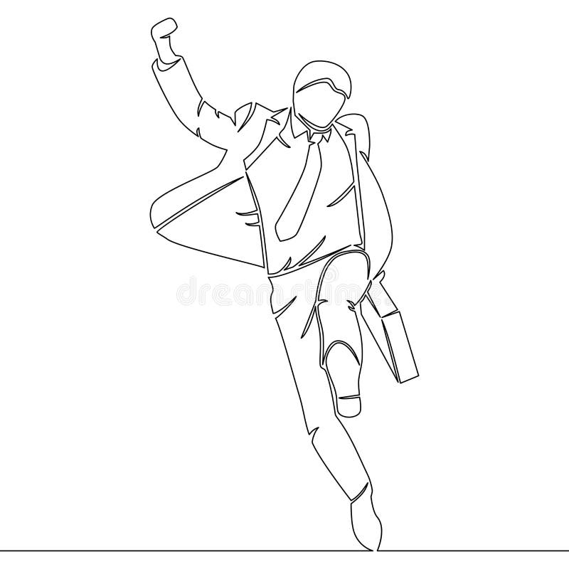 Continuous Line Drawing Businessman Jumping Joy Concept Stock Vector ...