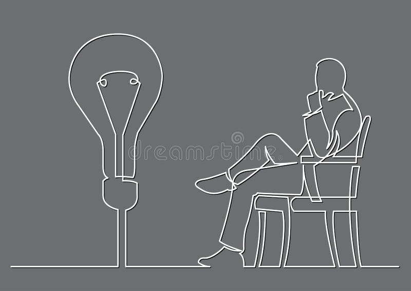 Continuous Line Drawing of Businessman Sitting Thinking about Id Stock ... Continuous Line Drawing of Businessman Sitting Thinking about Id Stock ...