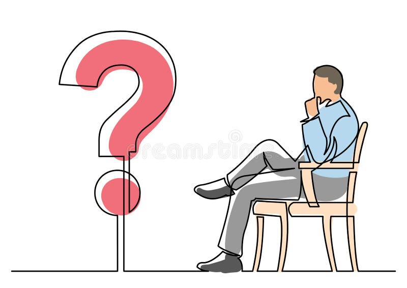 Continuous Line Drawing Sitting Man Thinking Question Stock ...