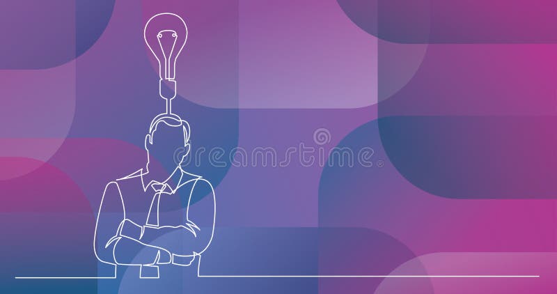 Continuous Line Drawing of Businessman Thinking about Idea Stock Vector ...