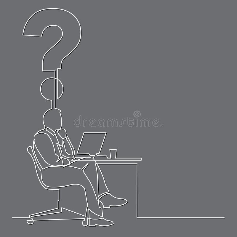 Continuous Line Drawing Sitting Man Thinking Question Stock ...