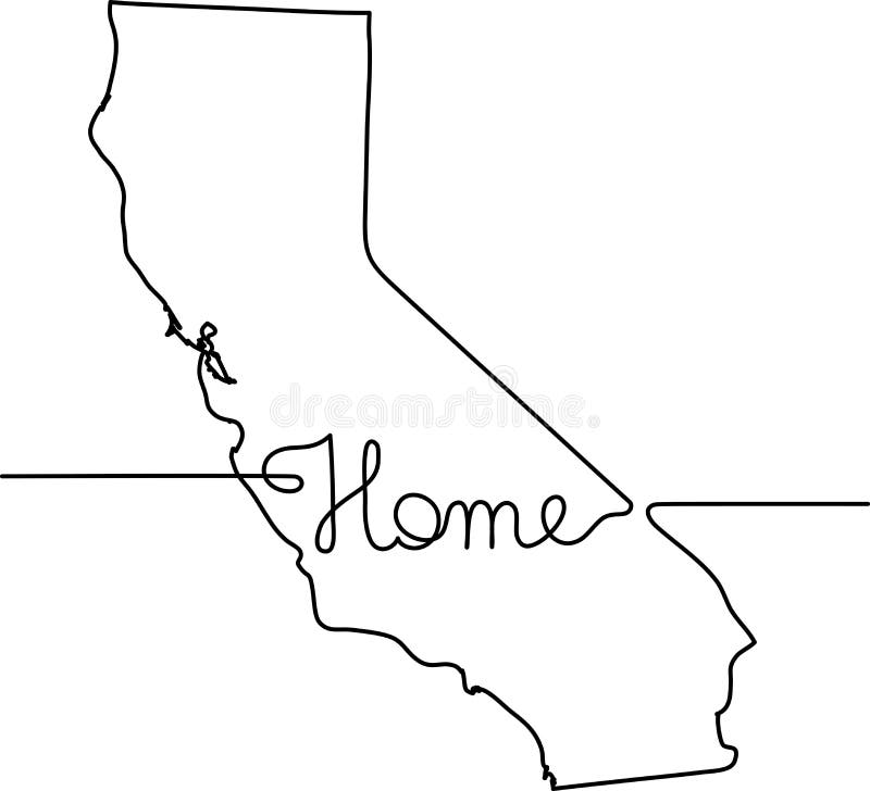 California Continuous Contour Vector Line Drawing Stock Vector ...